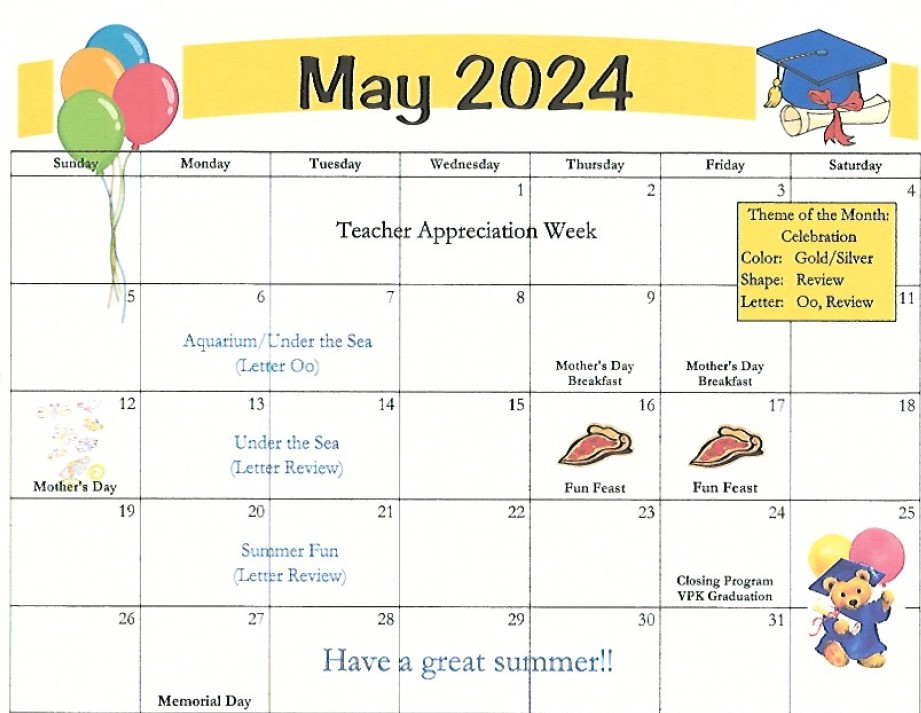 Calendar – First Christian Preschool